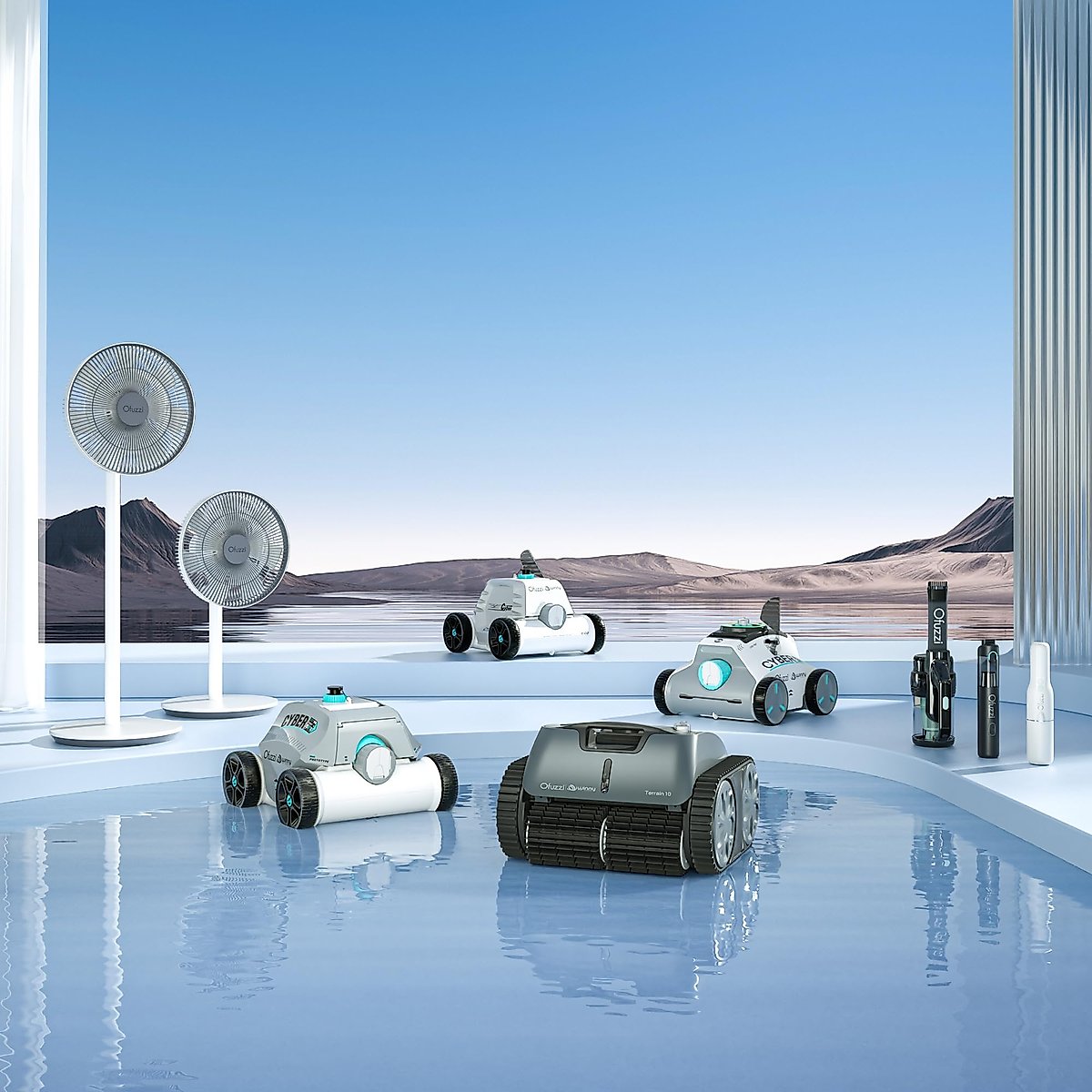 Ofuzzi Cyber 1200 Pro Cordless Robotic Pool Cleaner, Dual Navigation Path, Max.130 Mins Runtime, Stronger Suction Power Pool Robot for Above/In Ground Pools Up to 1076ft² (Orange)