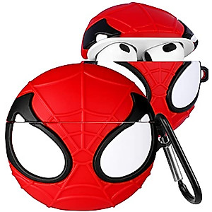 Lupct for Airpods 3 Case Cute Cartoon Character Design Silicone for Apple Air Pods Cover for Kids Girls Boys Shell Funny Fun Cool Unique Stylish Soft Protective Cases for AirPod 3rd(Red Spider)