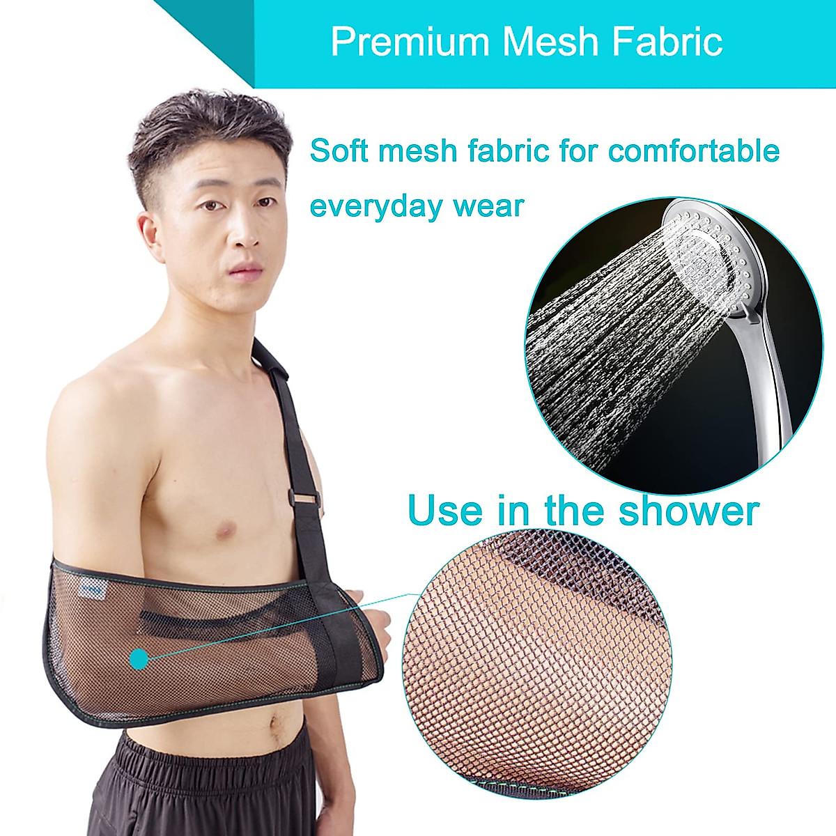 Arm Sling for Shoulder Injury Broken Arm Elbow Medical Grade Quality Mesh Arm Support Small for Men Women Injury Recovery Arm Immobilizer Unisex, 13"-16" Black
