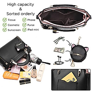 I IHAYNER Fashion Purses and Handbags for Women Top Handle Bag Girls Small Crossbody Shoulder Bag for Ladies with Kitty Purse Pink