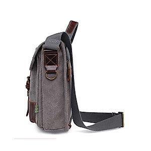 TSD Brand Valley Trail Canvas Crossbody Bag (Grey)