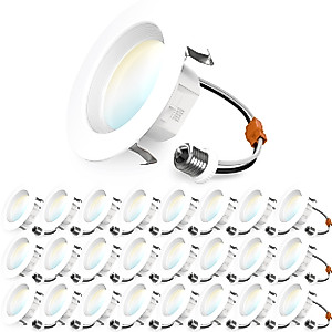 Sunco 24 Pack 4 Inch LED Can Lights Retrofit Recessed Lighting, Selectable 2700K/3000K/3500K/4000K/5000K Dimmable, Baffle Trim, 11W=40W, 660 LM, Replacement Conversion Kit, UL
