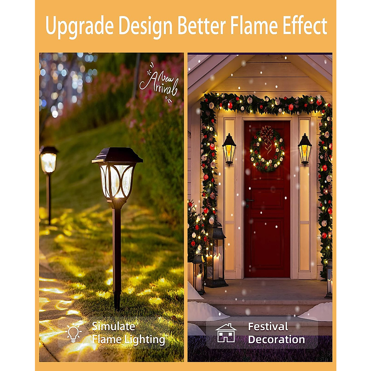 BHCORNER Smaller Size LED Flame Effect Light Bulbs - Halloween Decorations Outdoor Light Bulbs,E26/E27 Base Christmas Flickering Light Bulbs,Halloween Deco Night fire Light Bulb (2 Pack)