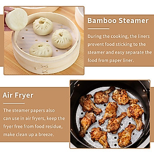 CONIE 12 Inch Steamer Paper Liners, Perforated Parchment Paper for Air Fryer Steaming Basket 100cts
