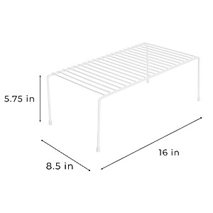Smart Design Classic Storage Shelf – Set of 6, Large (8.5 x 16 in.), White – Sturdy Steel Pantry Organizer with Rust-Resistant Finish and Non-Slip Feet for Easy Home Organization and Storage