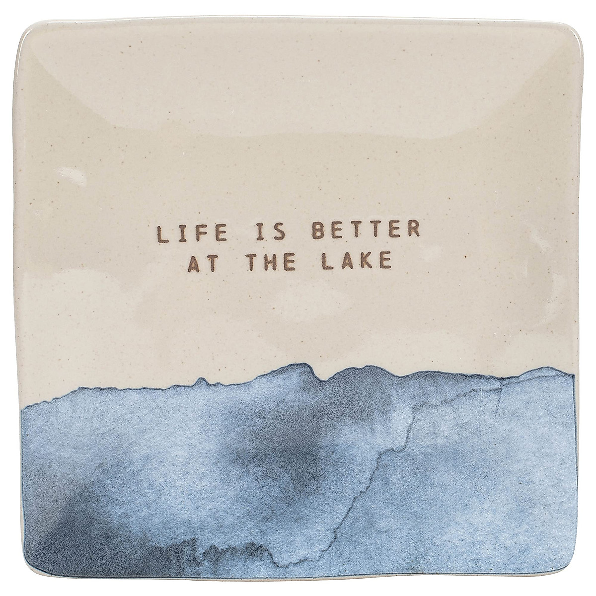 DEMDACO Life is Better at the Lake Blue 6 x 6 Stoneware Decorative Serving Plate with Spreader