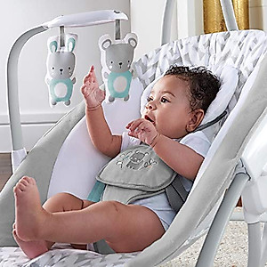 Ingenuity 2-in-1 SimpleComfort Lightweight Compact 6-Speed Multi-Direction Baby Swing & Rocker, Vibrations & Nature Sounds, 0-9 Months 6-20 lbs (Raylan)