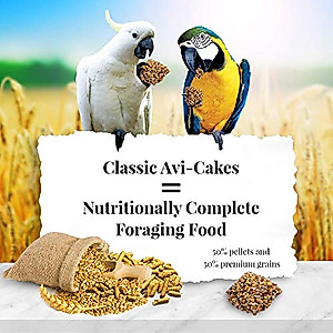 LAFEBER'S Classic Avi-Cakes Pet Bird Food, Made with Non-GMO and Human-Grade Ingredients, for Macaws & Cockatoos, 1 lb