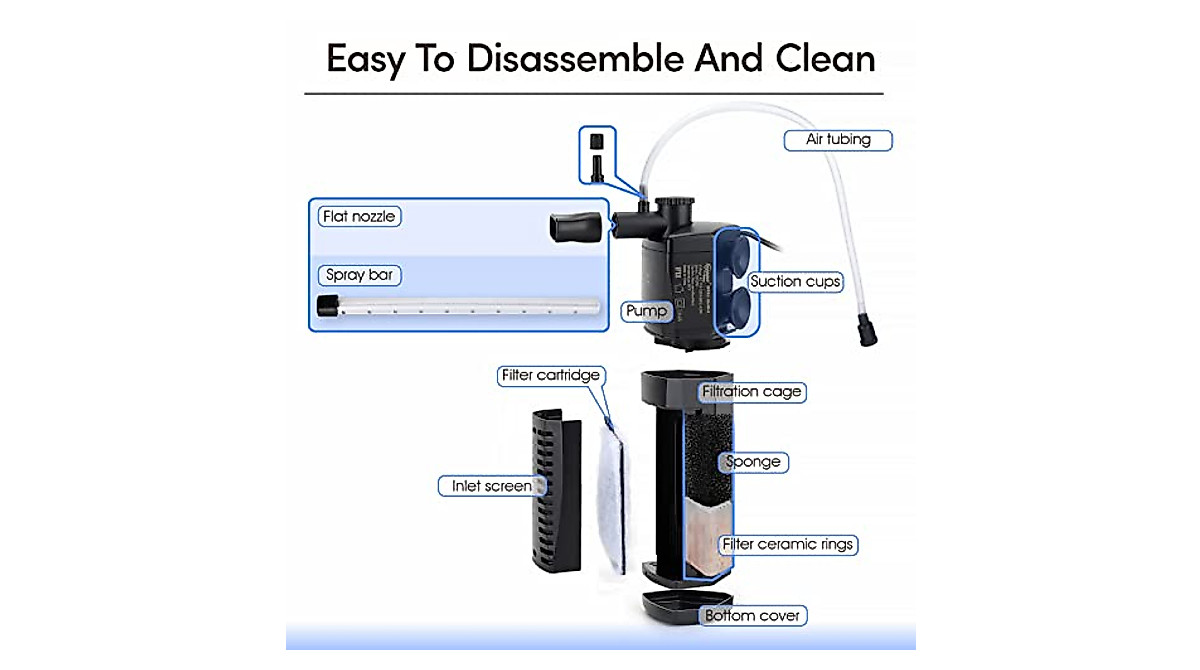 hygger Aquarium Corner Filter 85GPH for Small Fish Tanks