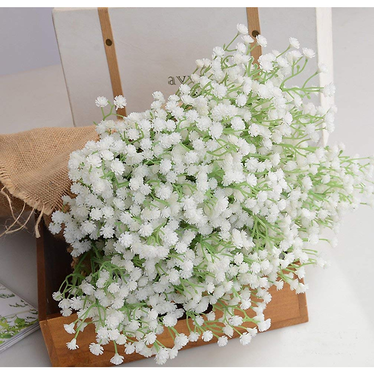 LNHOMY 10 PCS Baby Breath Artificial Flowers Fake Real Touch Gypsophila Plants for Wedding Party Home DIY Garden Decoration, (Cream)