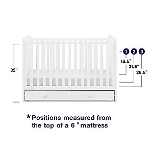 GAP babyGap Graham 4-in-1 Convertible Crib with Storage Drawer - Greenguard Gold Certified, Bianca White