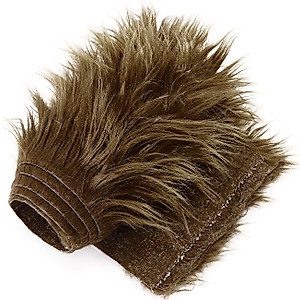 Shaggy Plush Faux Fur Fabric Precut Strips Fluffy Fuzzy Craft Fur for Gnomes Beard Hair Cosplay Costume Dwarf Decoration (Dark Brown, 2x60 inch)
