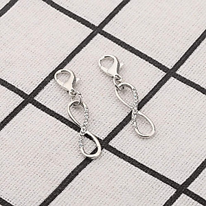 LQRI Infinity Charms Infinity Clip on Charm Infinity Symbol Connectors Charms Pendant Zipper Pull,Charms for Purse,Set of 2 (sliver)