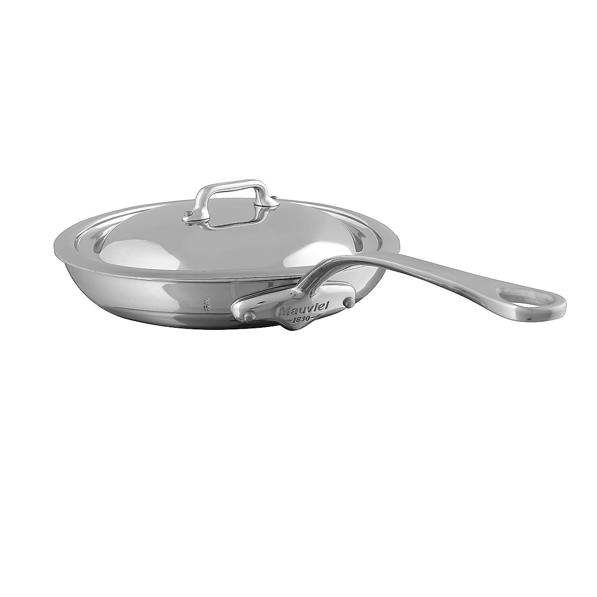 Mauviel M'Cook 5-Ply Polished Stainless Steel Frying Pan With Cast Stainless Steel Handle and Lid, 11-in, Made In France