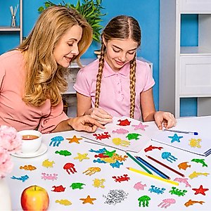 530Pcs Sea Animal Foam Sticker Set with Glitter Accents Self-Adhesive Eyes Perfect for Kids' Crafts DIY Scrapbooking Card Making and Undersea Themed Wall Decorations Gifts