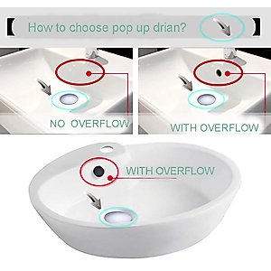 YCCUZA Bathroom Faucet Vessel Pop Up Sink Drain Without Overflow Chrome Drain Stopper No Overflow Pop Up Sink Drain for Bathroom Faucet Vessel Vanity Sink