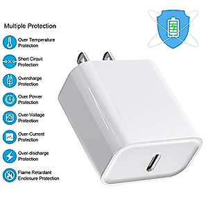 iPhone 14 13 Fast Charger, [Apple MFi Certified] USB C Wall Charger Fast Charging 20W PD Adapter with 6FT Type-C to Lightning Cable Compatible with iPhone 14 13 12 Pro Max Mini 11 Xs XR X 8 and More