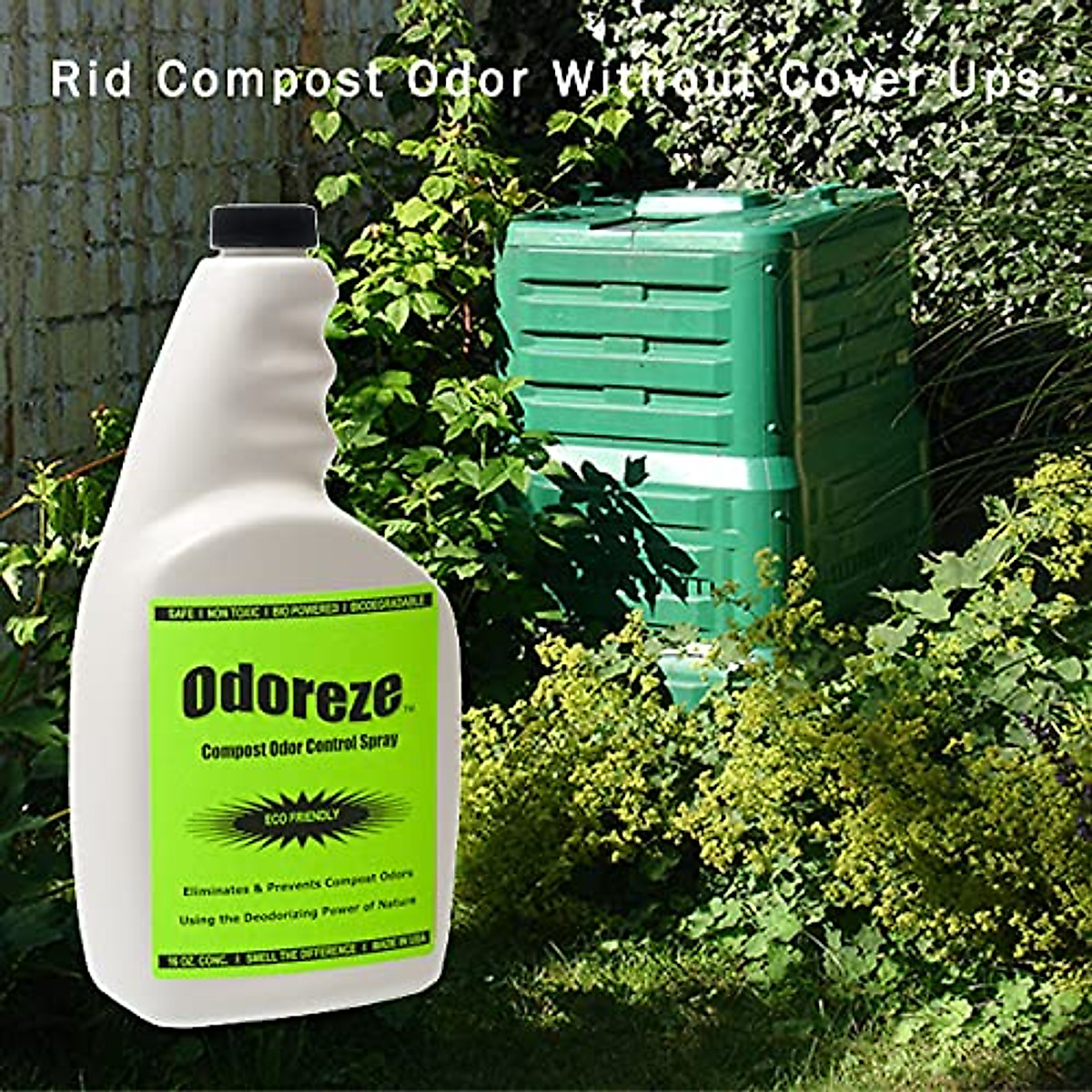 ODOREZE Natural Probiotic Compost Smell Eliminator Spray: 16 oz. Concentrate Makes 64 Gallons to Stop Composting Stench