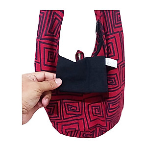 Lovely Creations's Hippie Boho New Elephant Crossbody Bohemian Gypsy Sling Shoulder Bag"Small" Size (Square Red)