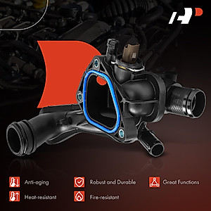 A-Premium Engine Coolant Thermostat and Housing Assembly W/Sensors - Compatible with Mini Cooper 2007-2013, Cooper Countryman 2011-2013 - DOHC, L4 1.6L - Replace# 11537534521, 11538699290