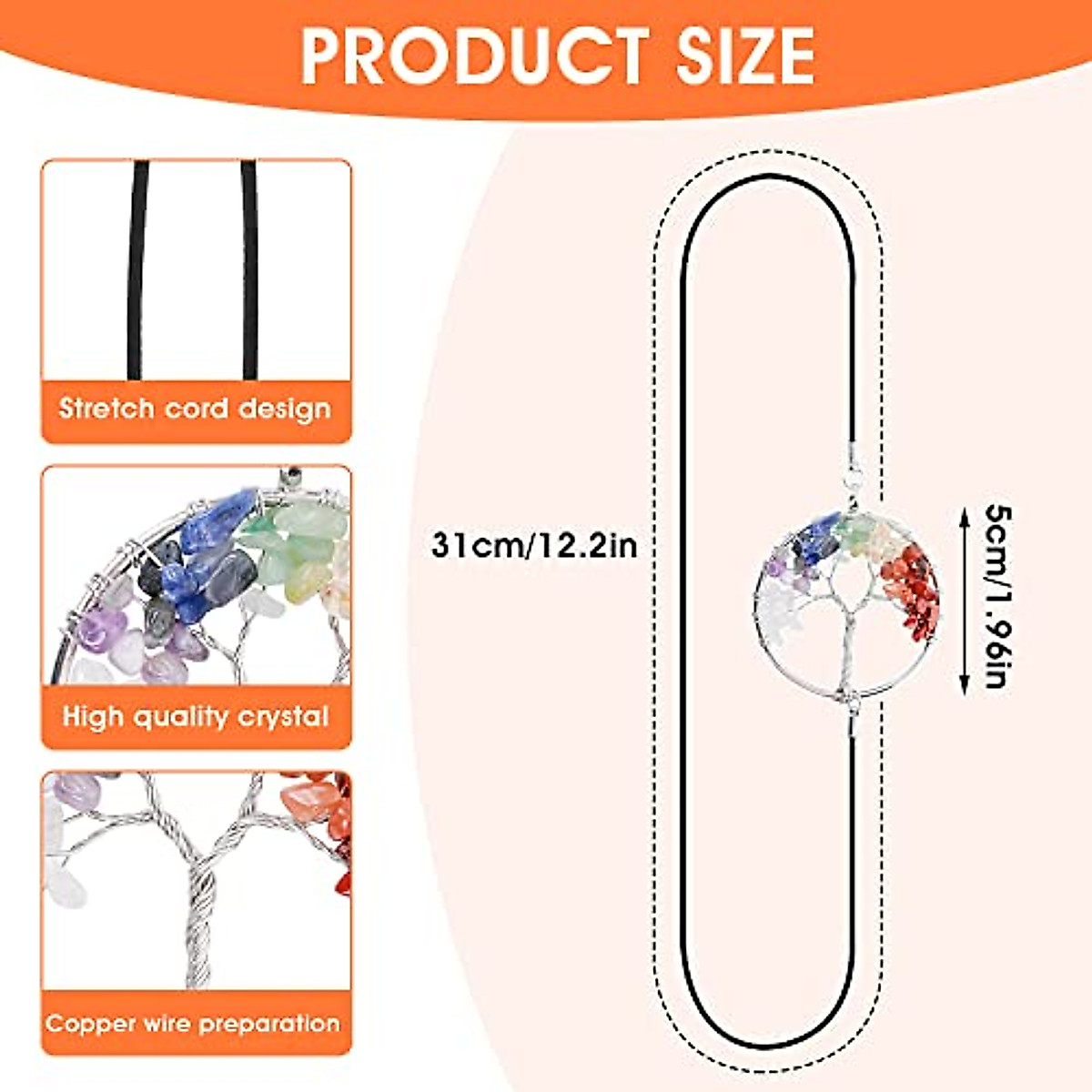 cobee Elastic Bookmark, 2PCS Tree of Life Elastic Bookmarks Crystal Bookmark Antique Beading Bookmarks Book Markers for Women Chakra Healing Bookmark for Any Books Diary Travel Journals