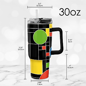 RainCaper 18/8 Stainless Steel Insulated Water Tumbler with Straw | 30oz, BPA-Free, Double Wall for Hot & Cold | Travel-Friendly, Cup Holder Ready (Frank Lloyd Wright Coonley Playhouse)