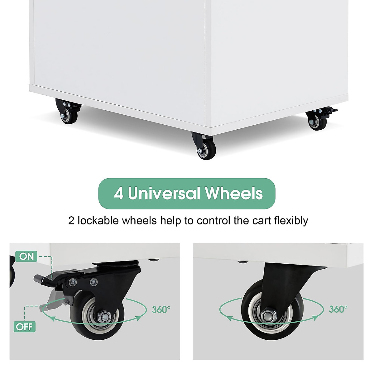 BarberPub Salon Cart with Storage Drawer Cabinet Barber Trolley with Wheels Rolling Salon Cart for Hair Stylist Beauty Organizer 2045 (White)