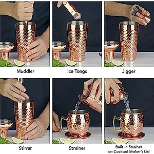 Arora Moscow Mule Barware Set - 23pc - Copper Plated Stainless Steel - Professional Bar Tools for Drink Mixing, Home, Bar, Party