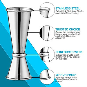 Jigger, McoMce Shot Glass Measuring Cup, Stainless Steel Cocktail Jigger, 2 oz 1 oz Jigger for Bartending, Beautiful Double Cocktail Bar Tools for Bar Home Bartender Party Wine Drink
