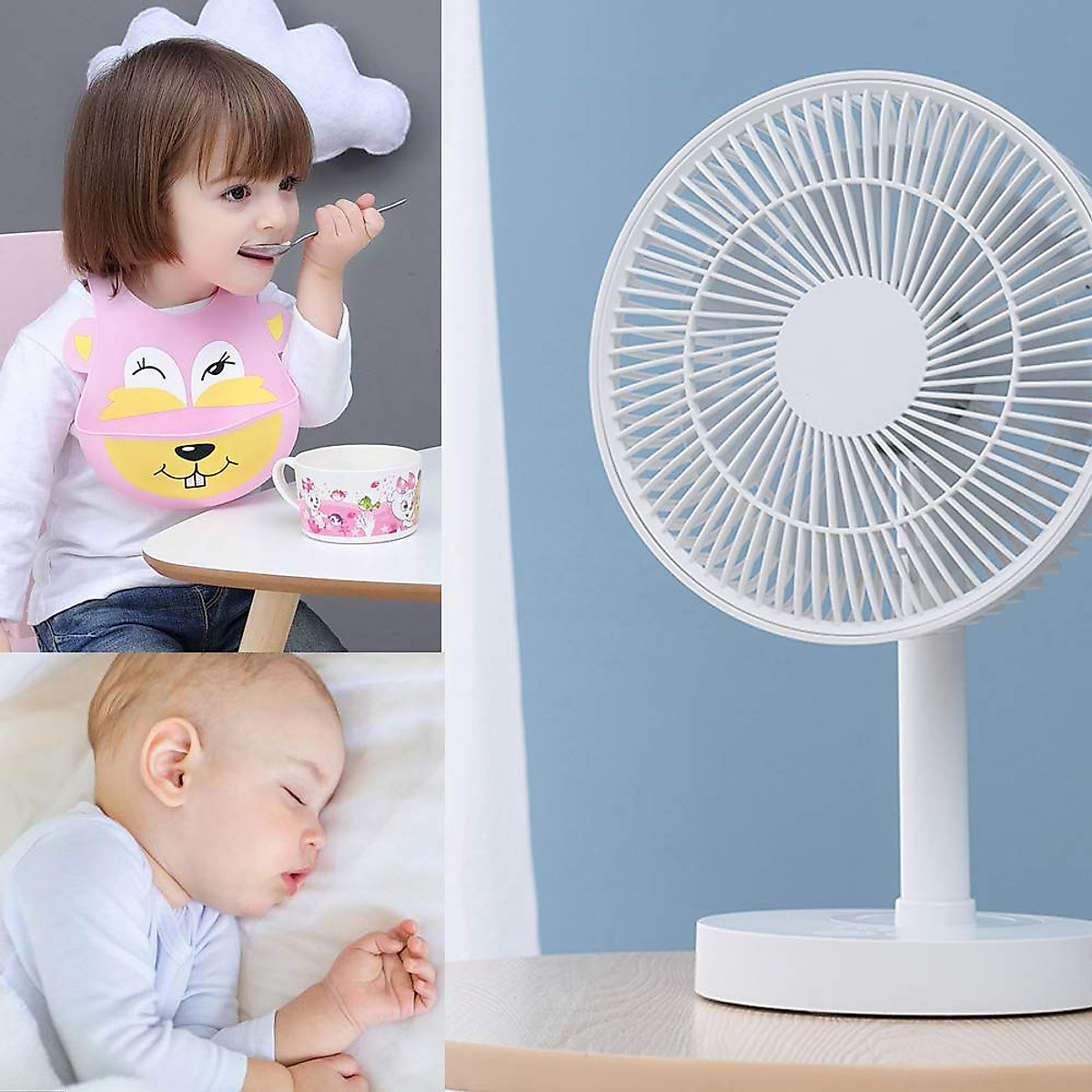 AIYoo USB Desk Fan with 4 Speeds 90° Head Pivot, Fast Air Circulating USB Fan for Better Cooling Quiet Electric Fan/Stroller Fan/Portable Personal Fan for Desktop Office Car Outdoor Travel Camping Fan