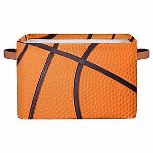 AUUXVA Basketball Texture Storage Bins Baskets Fabric Laundry Baskets, Sport Basketball Storage Cube Boxes Organizer Bag Bin for Toy Organizing Book Storage Shelves Nursery Closet