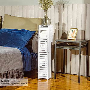 Bathroom Storage Cabinet for Small Space with Doors and Shelves, 4-Tiers Narrow Bathroom Cabinet,Waterproof Toilet Paper Storage Organizer with Toilet Paper Roller,Accommodate Mega Rolls(White 2Pack)