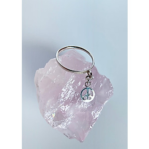 Peace Symbol Sign Charm Ring, Sterling Silver Ring, Dainty Stackable Ring, Smooth Textured Band Ring, Jewelry Inspirations