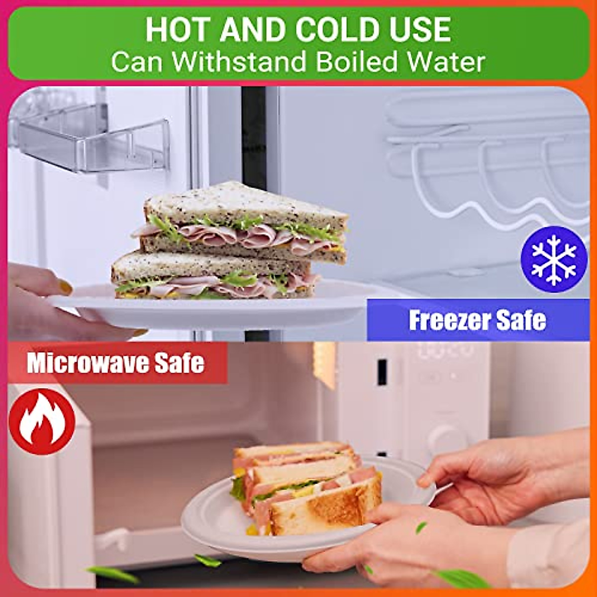 MIDOFELD 7 Inch Small Paper Plates - [125-Pack] Heavy Duty Dessert Paper Plate Eco Friendly Made from Sugarcane Fiber - Microwable Sturdy Party Plate Disposable, 100% Compostable and Biodegradable