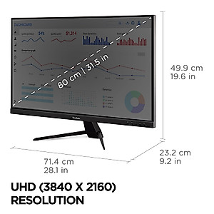 ViewSonic VX3267U-4K 4K UHD 32 Inch IPS Monitor with 65W USB C, HDR10 Content Support, Ultra-Thin Bezels, Eye Care, HDMI, and DP Input, Black