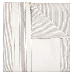 Lacoste Anglet Cotton Reversible Duvet Cover & Sham Set, 104" W x 96" L King, Ivory/White