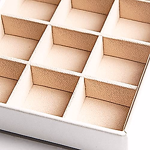 Frebeauty Earring Organizer Tray - Jewelry Accessary Storage Box - 32 Slot Jewelry organizer box 4 Stackable Trays with Lid Storage Display Case for Dresser and Drawer (White)