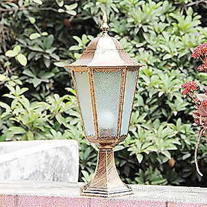 Retro Post Light Aluminum Garden Pillar Lamp Outdoor Lighting Column Lamp Waterproof IP65 Street Light Glass Lantern Gate Stigma Light Courtyard Landscape Light Fence Lawn Porch Deck Garage