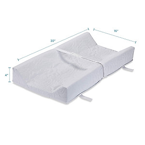 LA Baby Contoured Waterproof Diaper Changing Pad, 30" with Easy to Clean Quilted Cover - Made in USA. Non-Skid Bottom, Safety Strap, Fits All Standard Changing Tables/Dresser Tops, White
