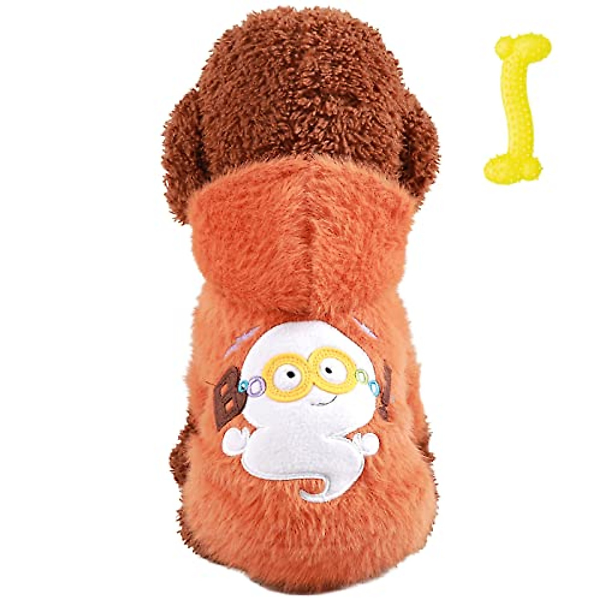 AIHANCH Dog Halloween Costume Cute Ghost Hoodie Winter Warm Fleece Dog Clothes Two-Legged Dog Outfits for Small Dogs Puppy (Small)