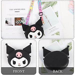 Kawaii Crossbody Bag - Black Rabbit Anime Purse Cute Coin Purse with Adjustable Shoulder Strap,Mini Black Wallet for Valentine's Day Birthday Gift