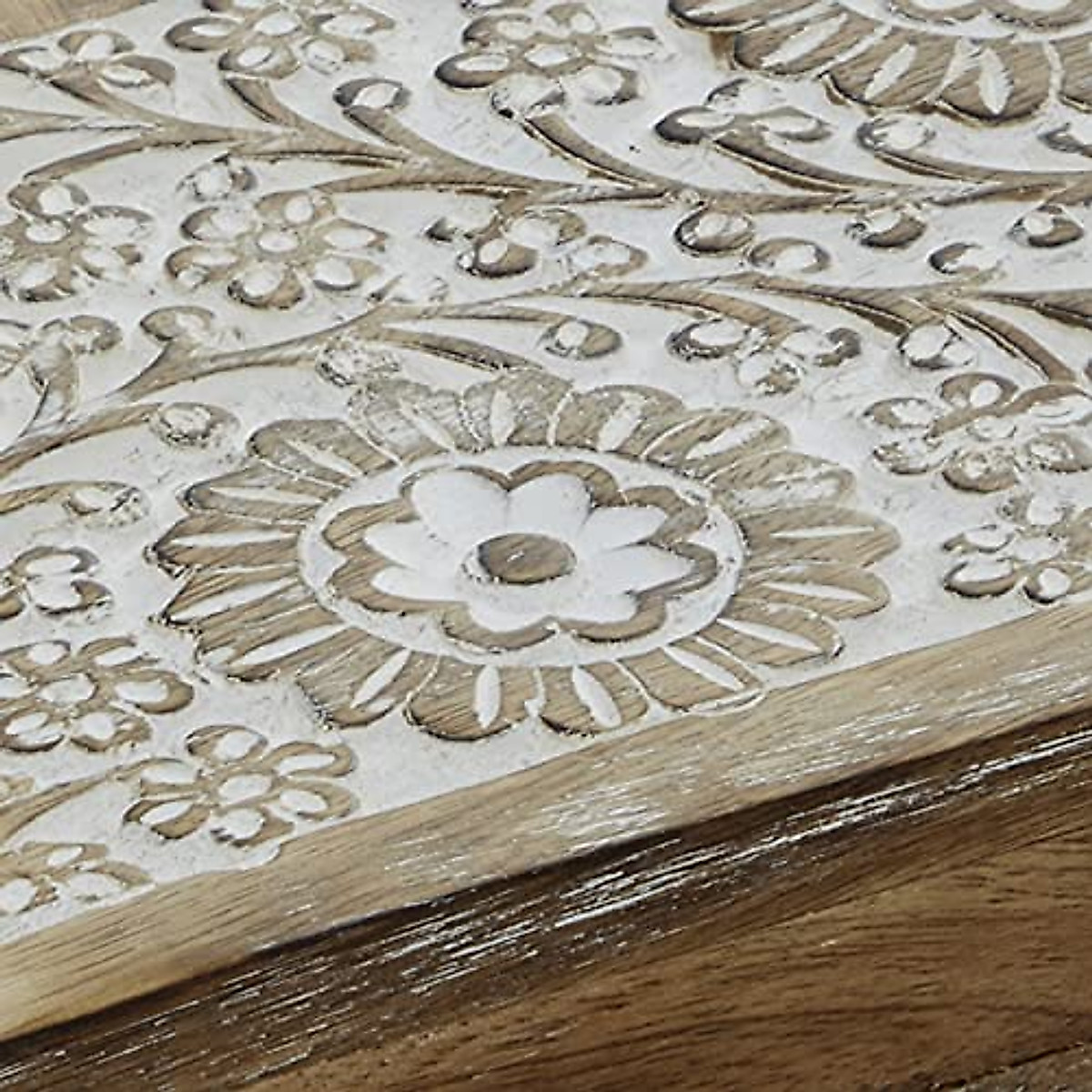 Deco 79 Mango Wood Floral Box with Hinged Lid, Set of 3 8", 10", 12"W, Brown