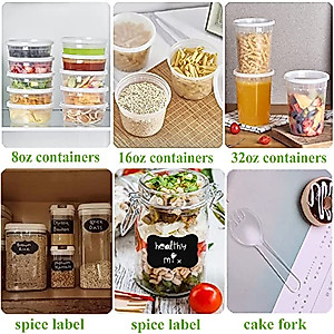 Quunoot [83 Packs, 3 Sizes] Deli Food Storage Containers with Lids - 32oz, 16oz, 8oz Deli Food Containers with Spoons and Labels, BPA Free | Leak-Proof | Microwave Dishwasher Freezer Safe