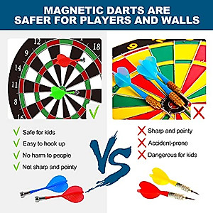 GaHoo Magnetic Dart Board, Safe Dart Game Toy for Kids, 12pcs Magnetic Darts, Excellent Indoor Game and Party Game, Double Sided Dart Board Toys Gifts for 4 5 6 7 8 9 10 -12 Years Old Boy Girl Adults
