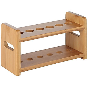 Lily's Home Bamboo Test Tube Vial Shot Glasses Holder Rack, Great as Pen Stand, Made from Bamboo with Built-in Handle, Rack Only, Glass Tubes NOT Included, 6 Tube Capacity (7/8" (22mm') Holes)