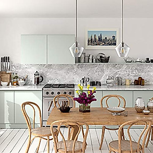 Linea di Liara Macaria Modern Glass Farmhouse Pendant Lighting for Kitchen Island and Over Sink Lighting Fixtures Brushed Nickel Pendant Light Hanging Ceiling Light Angled Clear Glass Shade, UL Listed