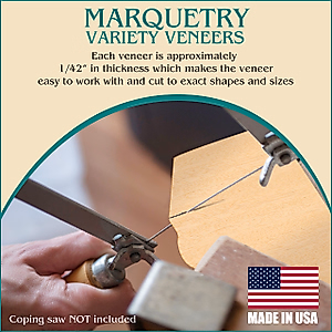 Peachtree Woodworking Supply Veneer Variety Pack for Marquetry and Inlay Work with 15 Square Feet of Domestic •Exotic •Various Grain and Color Dyed Raw Wood Veneers •No Two Packs are Alike