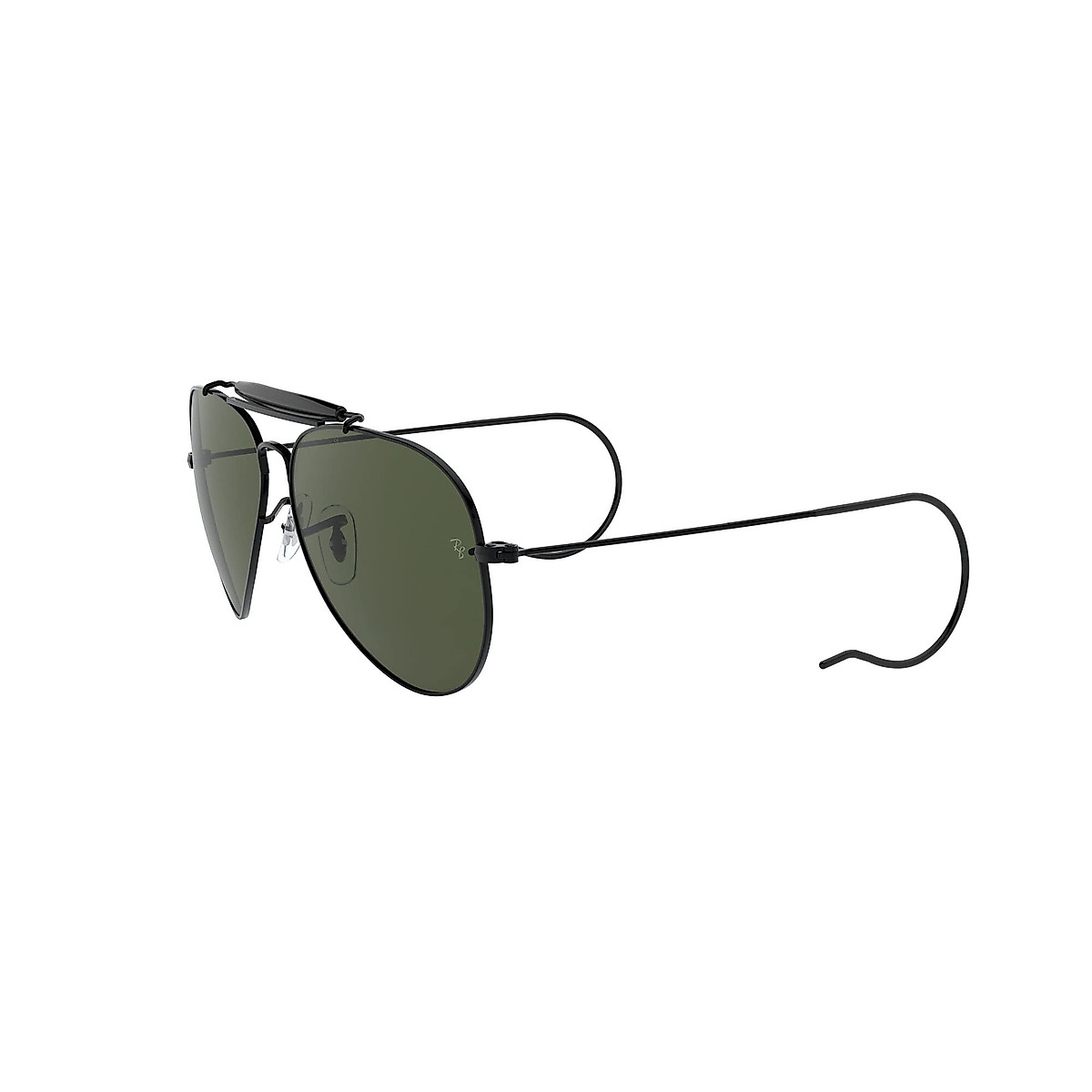 Ray-Ban RB3030 Outdoorsman I Aviator Sunglasses, Black/G-15 Green, 58 mm