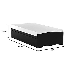 Prepac Twin XL Mate's Platform Storage Bed with 3 Drawers, Black