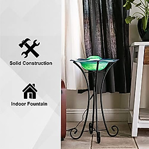 XBrand Floor Mist Fountain w/ Inline Control Glass Metal, 27 Inch Tall, Blue